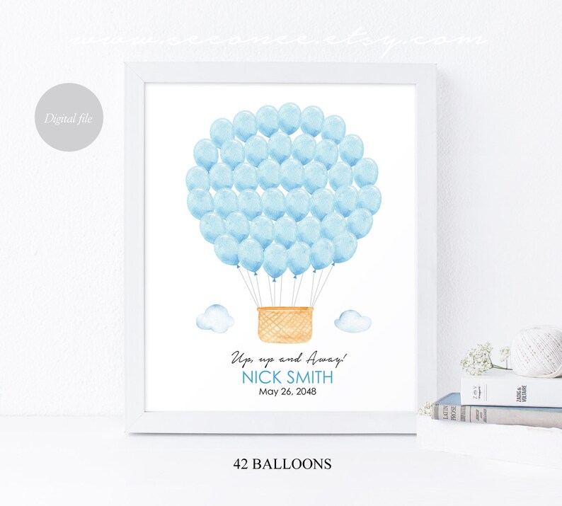 Hot Air Balloon Guestbook, Sign in Guestbook, Sign in Poster, Baby ...