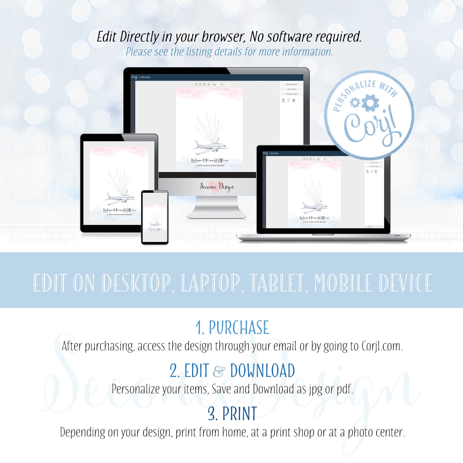 INSTANT DOWNLOAD Editable Airplane Baby Shower Fingerprint - Etsy