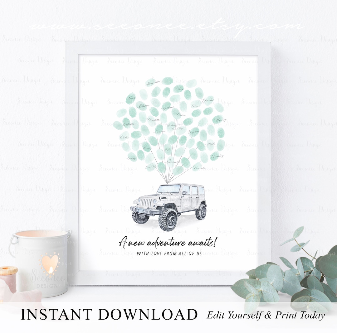 INSTANT DOWNLOAD Editable off Road Car Thumbprint Guestbook Alternative ...
