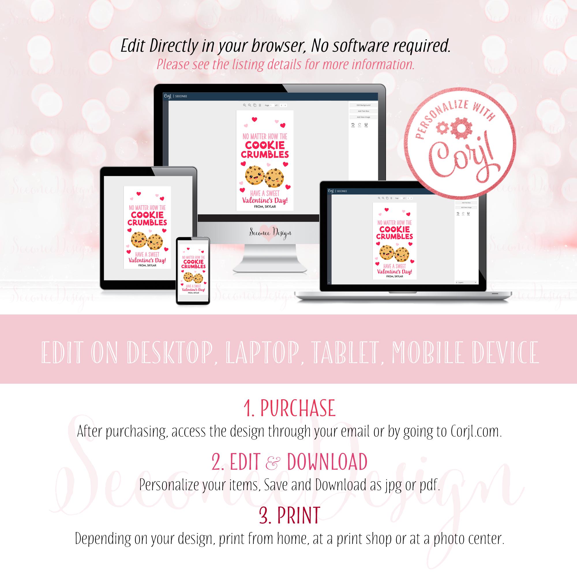 Valentine's Day Cookie Tag Printable No Matter How the Cookie Crumbles ...