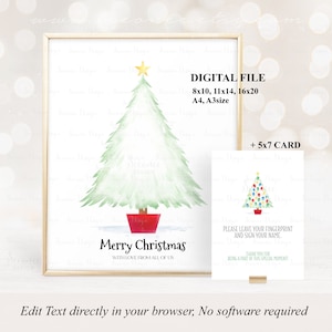 INSTANT DOWNLOAD Editable Christmas Tree Fingerprint Art Kid Craft ...