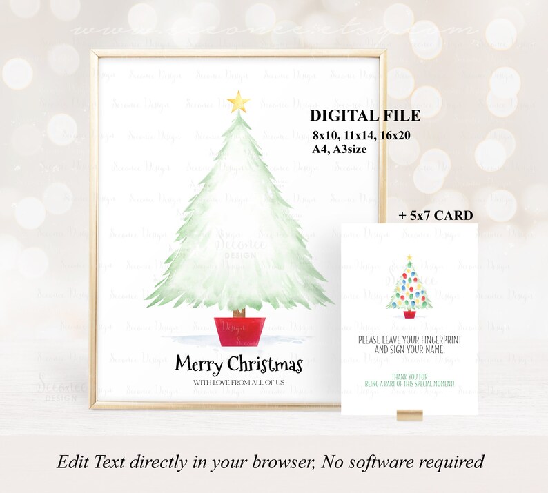 INSTANT DOWNLOAD Editable Christmas Tree Fingerprint Art Kid Craft ...