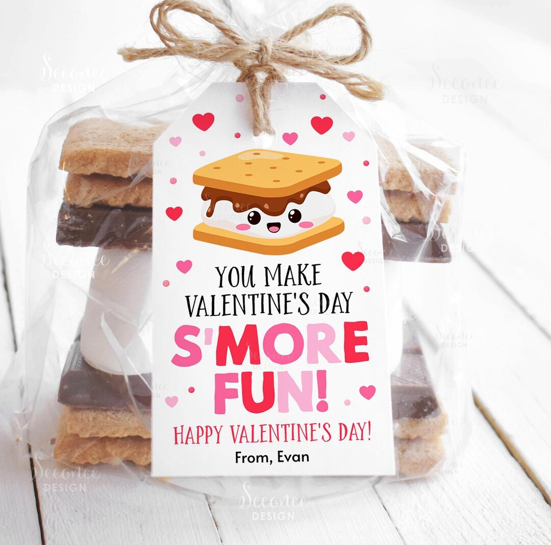 S'mores Valentine Gift Tag Printable Smore Valentine Treat Label School ...