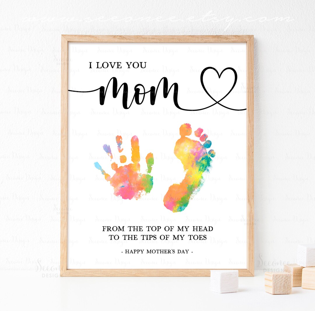 Mothers Day Mom Handprint Footprint Craft Gift Printable, Mother's Day ...