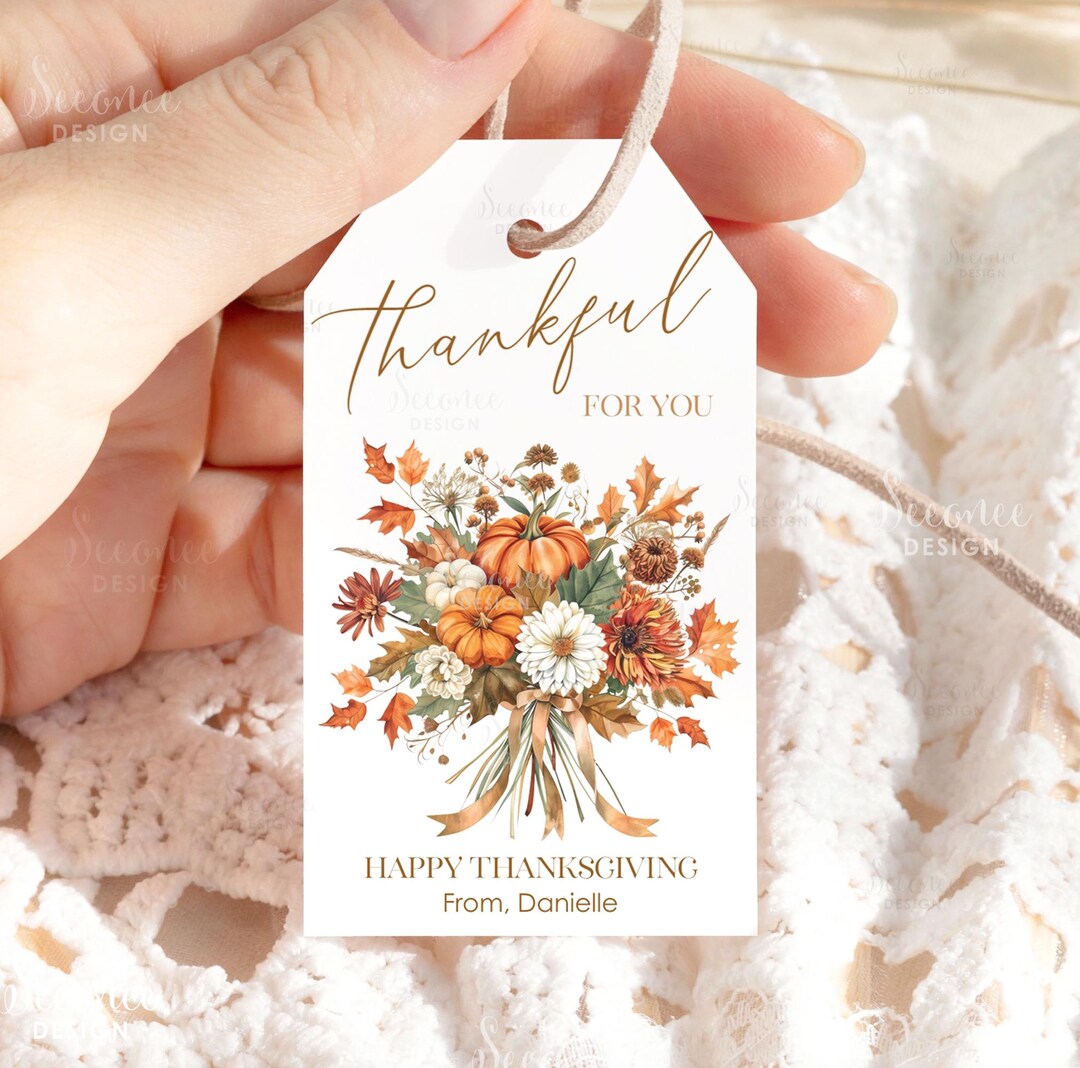 Printable Thanksgiving Gift Tag, Thankful for You Gift Tag, Autumn ...