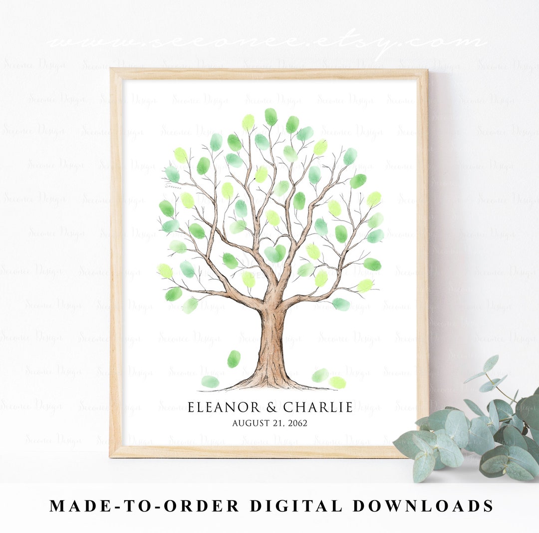 Fingerprint Tree Guestbook Alternative, Thumbprint Tree Guest Book for ...