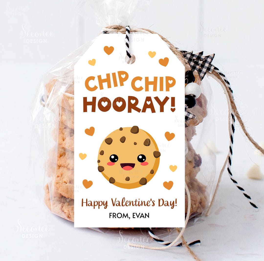 Chip Chip Hooray Valentine Cookie Tag Printable Valentine's Day Cookie ...