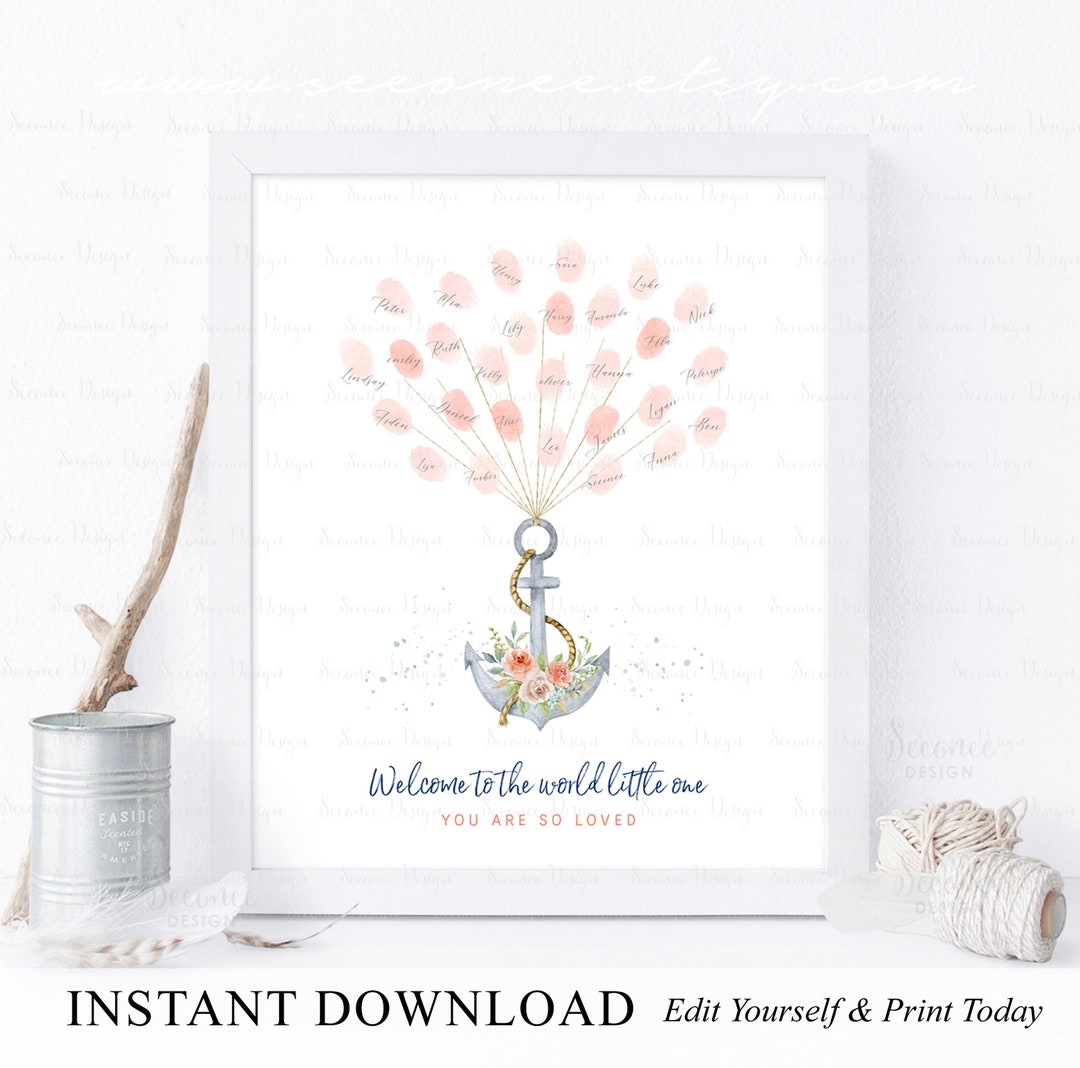 INSTANT DOWNLOAD Editable Boho Nautical Anchor Baby Shower Party ...