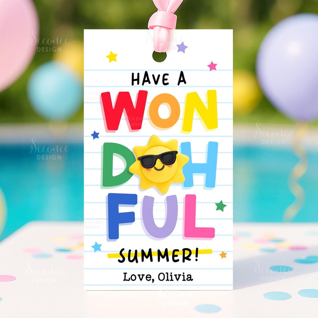 Summer Play Dough Gift Tag, Won-doh-ful Summer Tags for Students Last ...