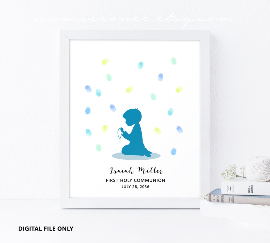 First Holy Communion Fingerprint Guestbook Christening Prayer - Etsy