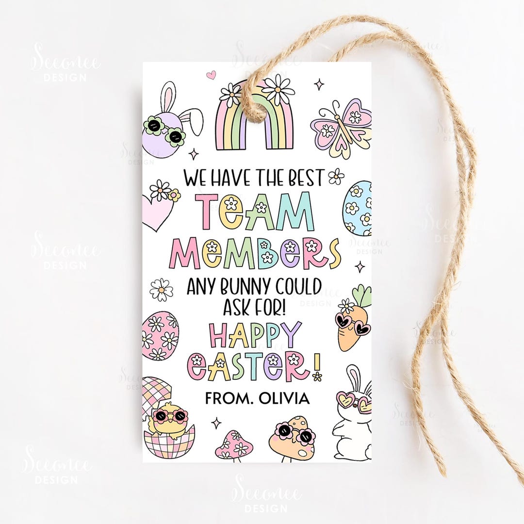 Printable Easter Gift Tags for Team Members Happy Easter Treat Bag Tag ...