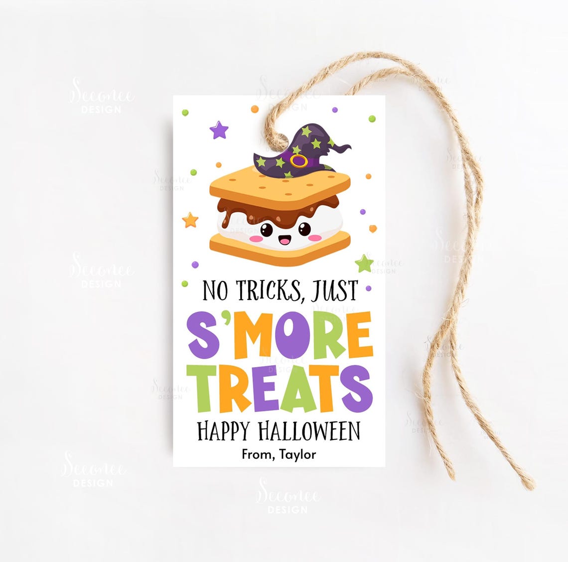 Halloween S'mores Gift Tag Printable No Tricks Just S'more Treats Favor ...