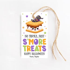 Halloween S'mores Gift Tag Printable No Tricks Just S'more Treats Favor ...