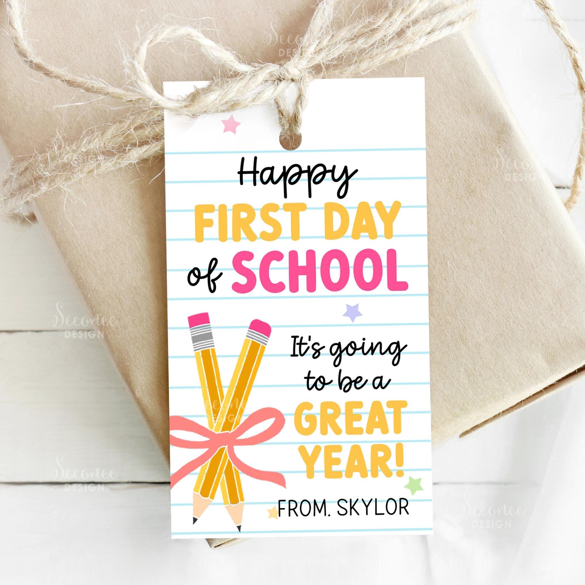 First Day of School Gift Tag Printable Back to School Classroom Gift ...