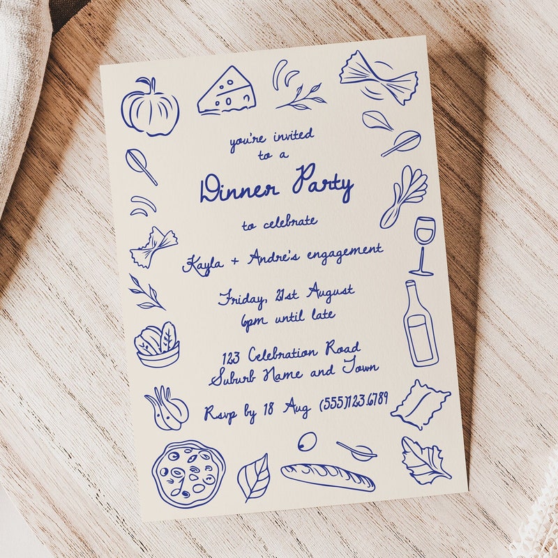 Hand Drawn Invite - Etsy