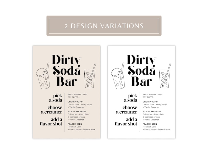 Dirty Soda Printable, Dirty Soda Menu Graduation Soda Bar Menu, Dirty ...