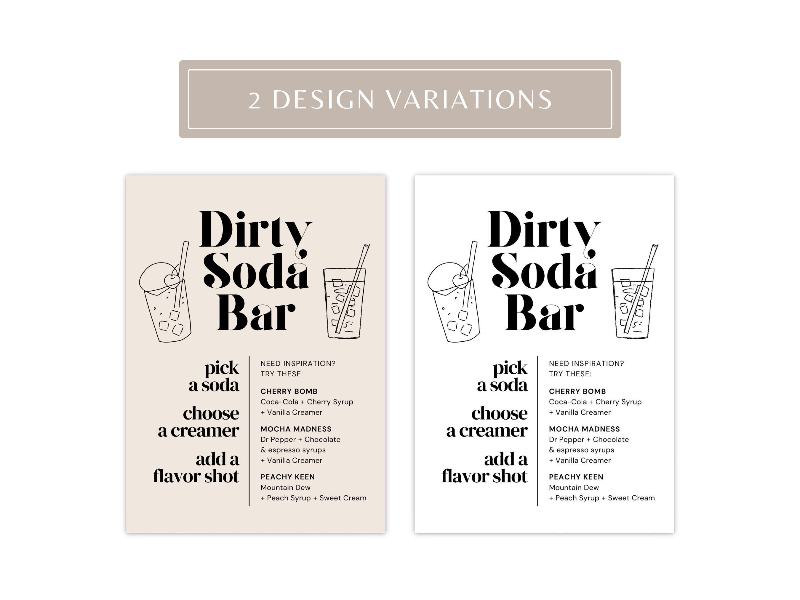 Dirty Soda Printable, Dirty Soda Menu Graduation Soda Bar Menu, Dirty ...