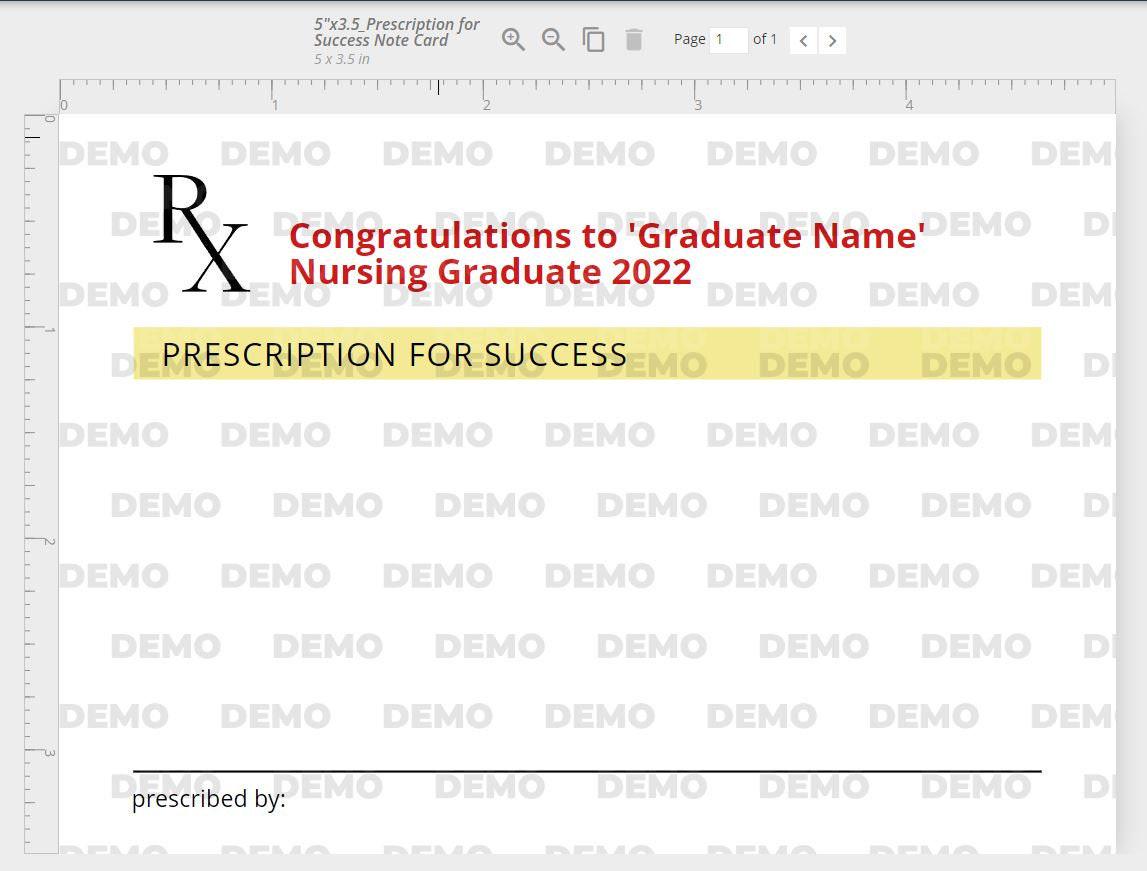 Prescription for Success Nursing Graduate Advice Card Novelty Fun ...