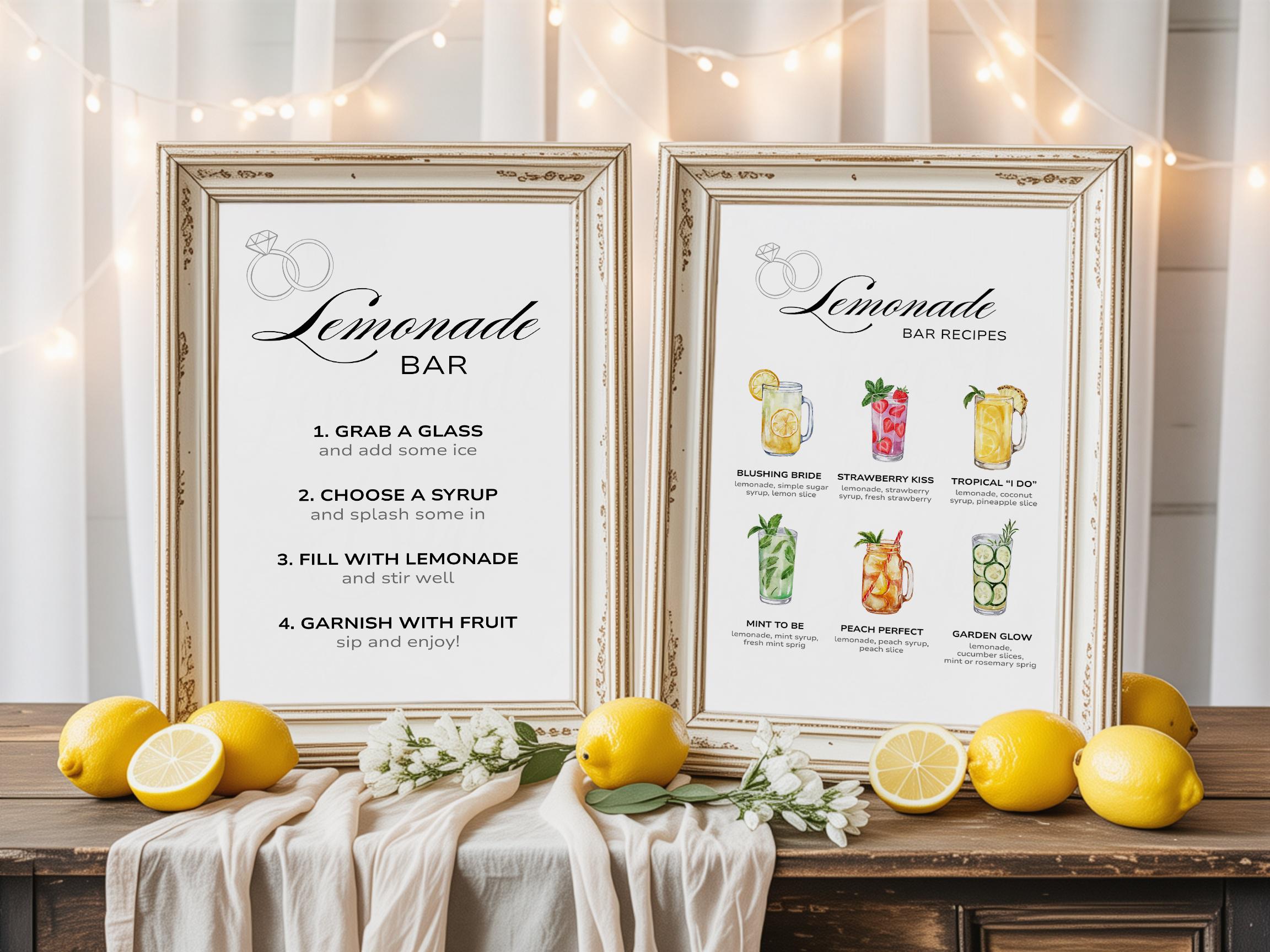Editable Mocktail Drink Station Sign, Lemonade Bar Menu, Printable ...