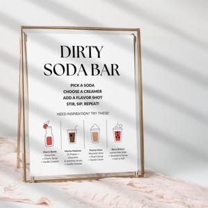 Dirty Soda Bar Sign - Soda Bar Menu - Printable Drink Menu - Graduation ...