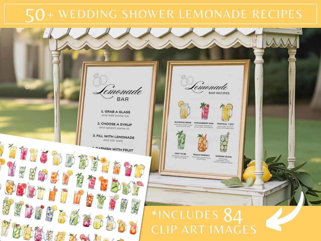 Printable Lemonade Stand Menu - Wedding & Bridal Shower Drink Station ...
