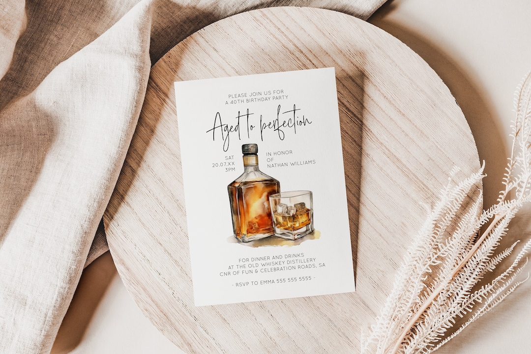 Whiskey Invitation, Whiskey Birthday Invitation, Invitation for Men ...