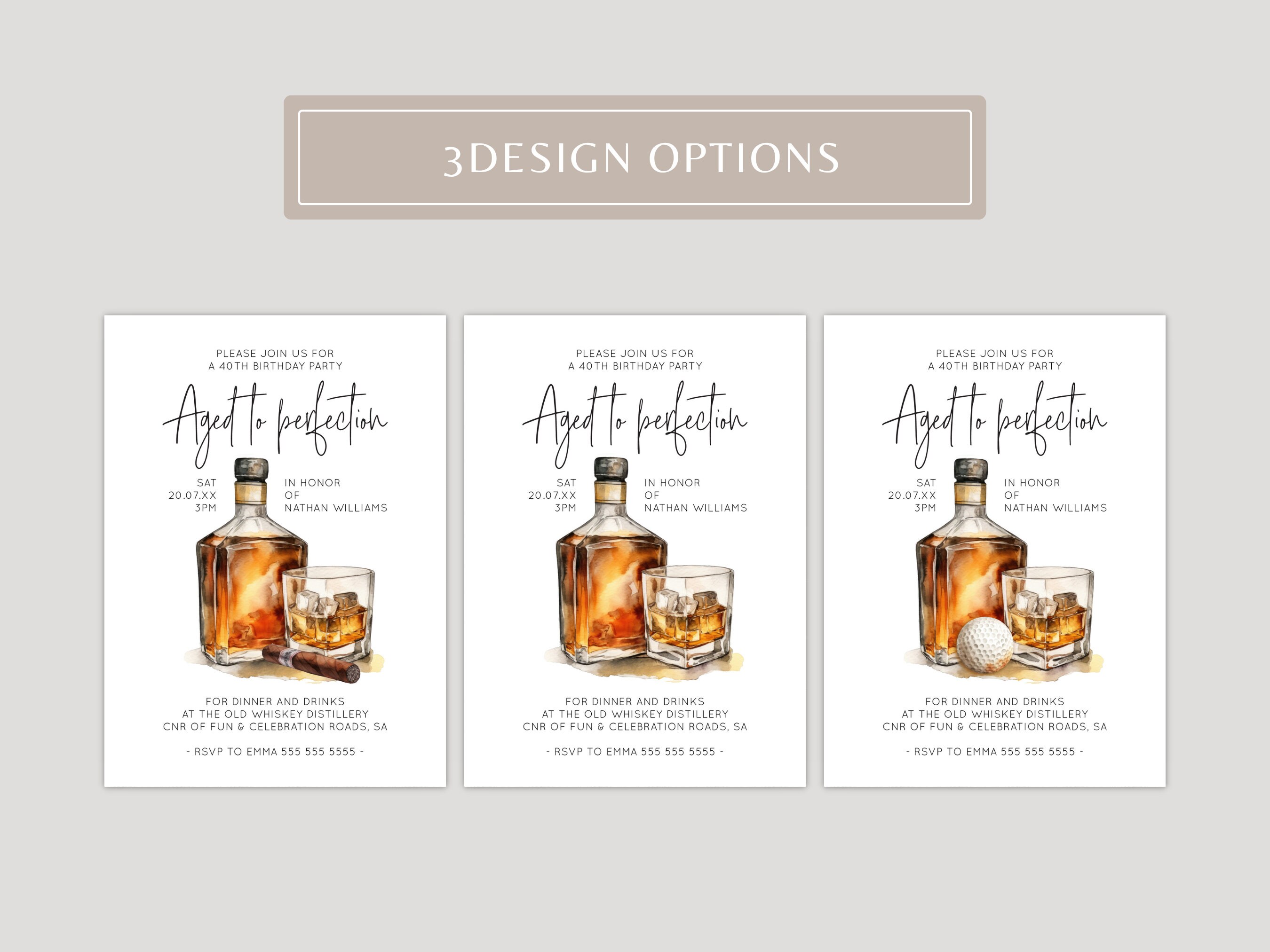 Male Birthday Invite Whiskey, Bourbon Birthday Invitation, Bourbon ...