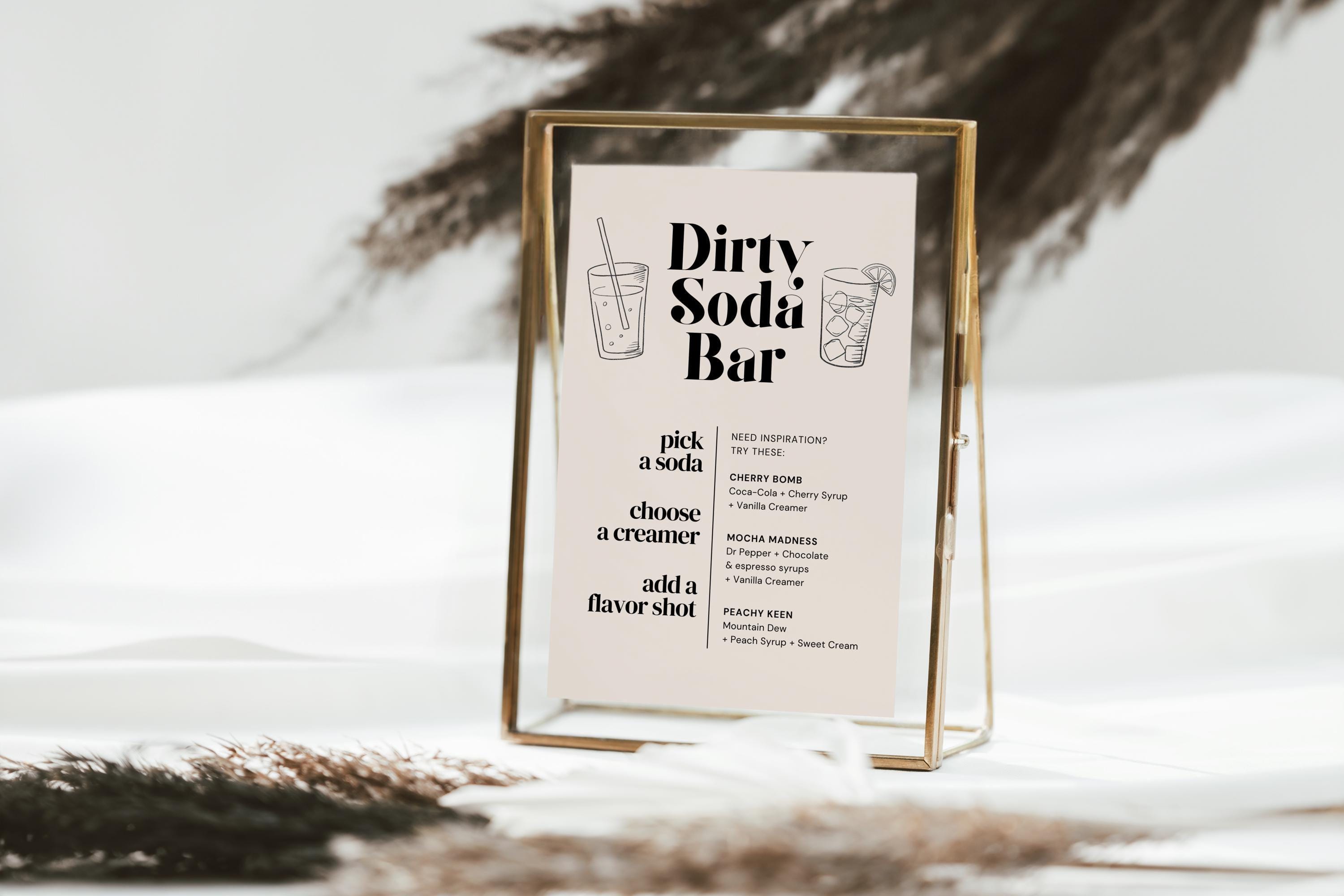 Dirty Soda Printable, Dirty Soda Menu Graduation Soda Bar Menu, Dirty ...