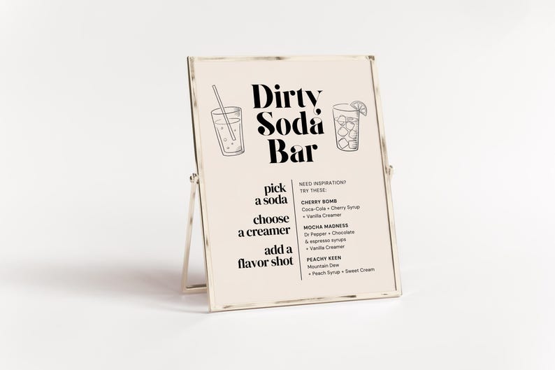Dirty Soda Printable, Dirty Soda Menu Graduation Soda Bar Menu, Dirty ...
