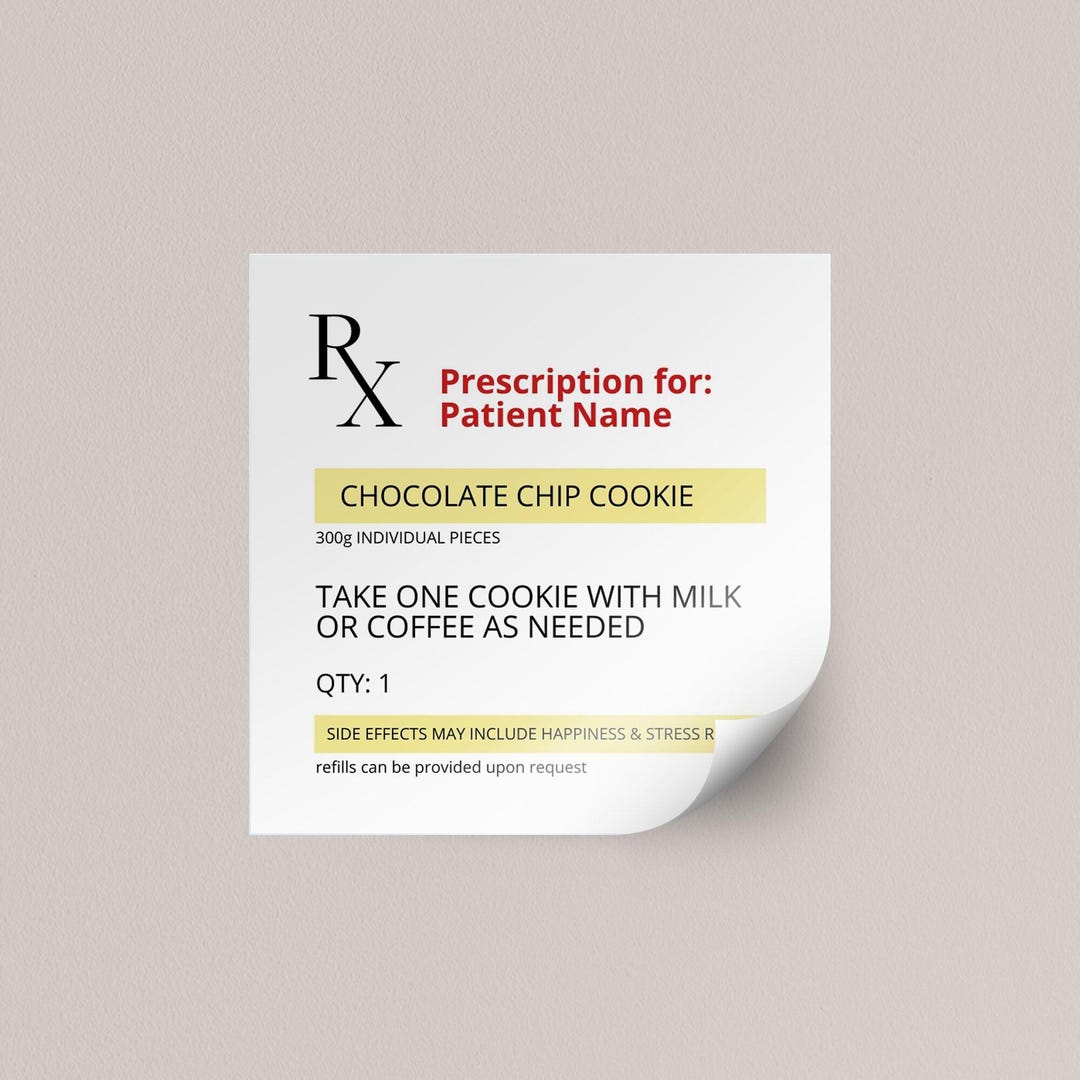 Printable Rx Prescription Cookie Label or Sticker Template - Etsy