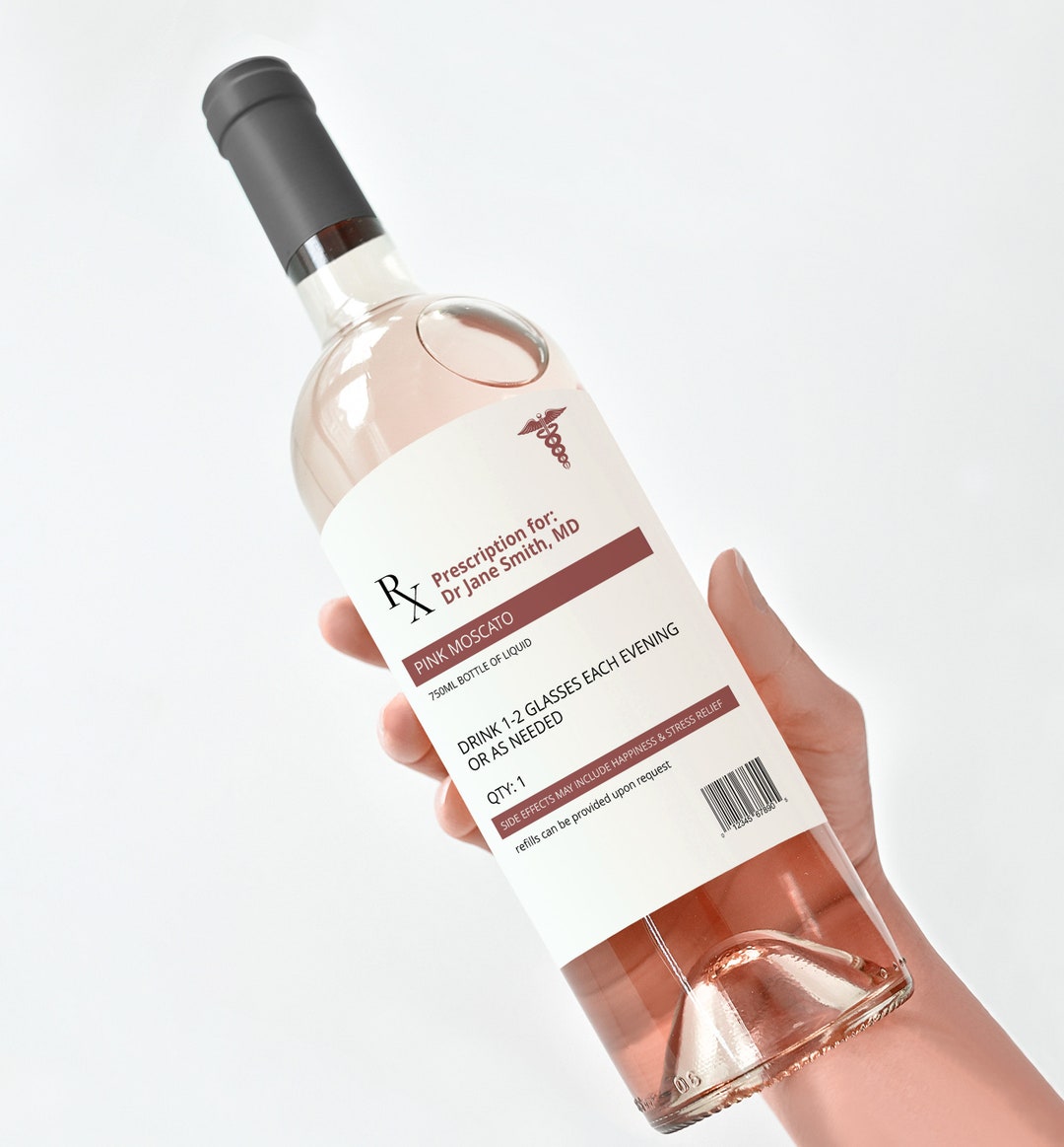 Funny Alcohol Prescription Wine Label Perfect Gag Gift for Wine Lovers ...