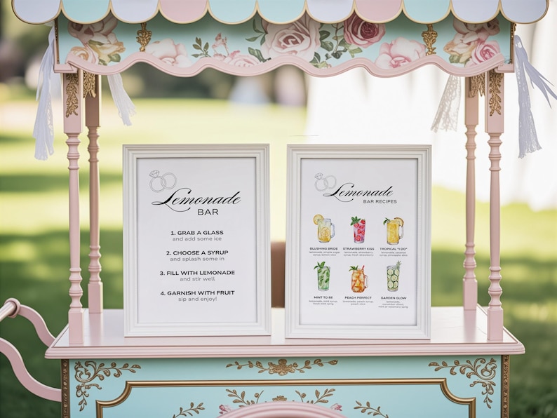 Editable Mocktail Drink Station Sign, Lemonade Bar Menu, Printable ...