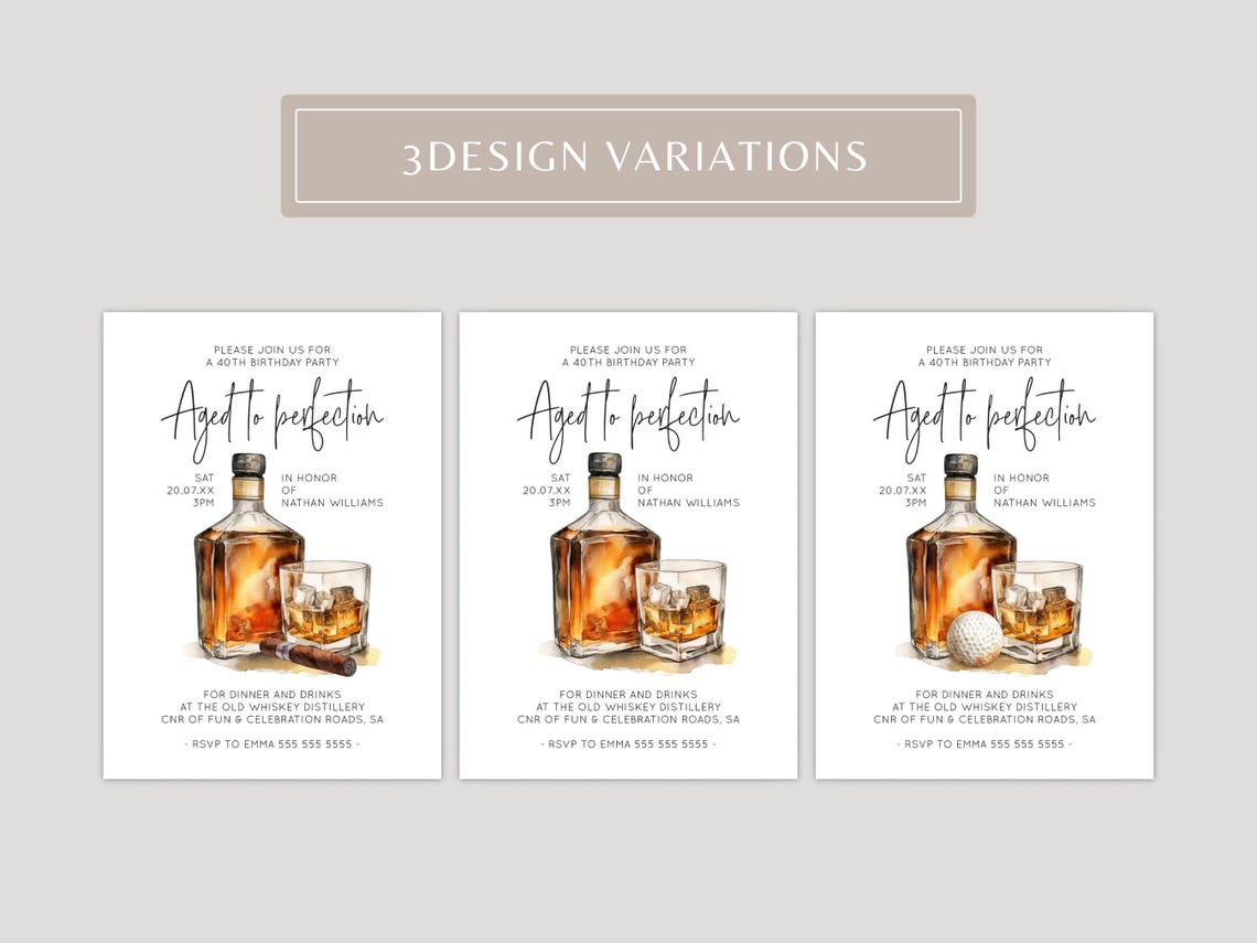 Whiskey Invitation, Whiskey Birthday Invitation, Invitation for Men ...