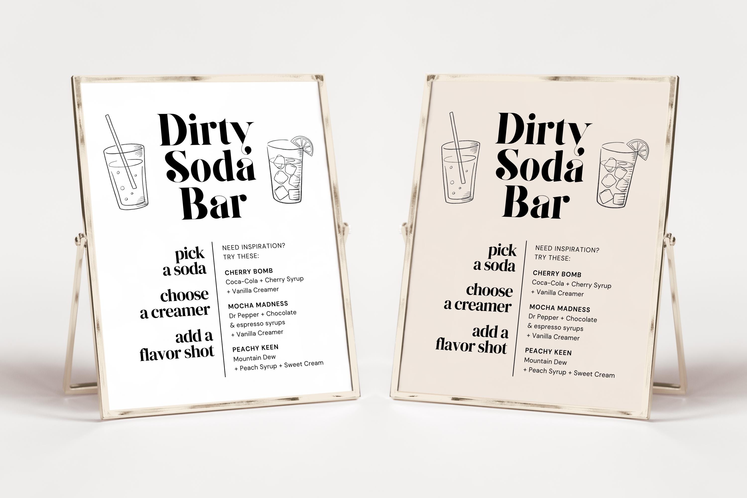 Dirty Soda Bar Recipe Sign - Dirty Soda Bar Menu - Graduation Soda ...