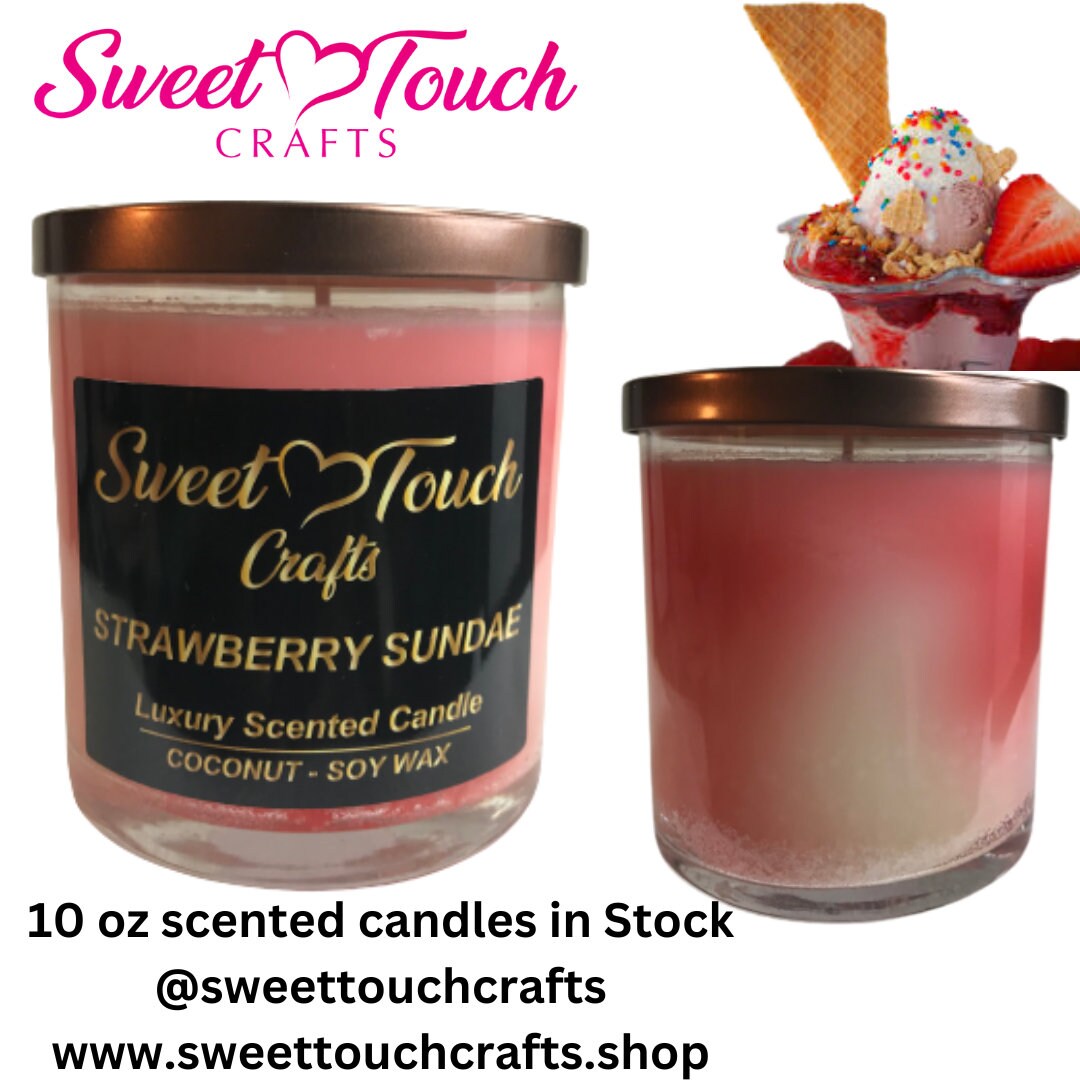 Candle Strawberry Sundae 10 Oz Scented - Etsy