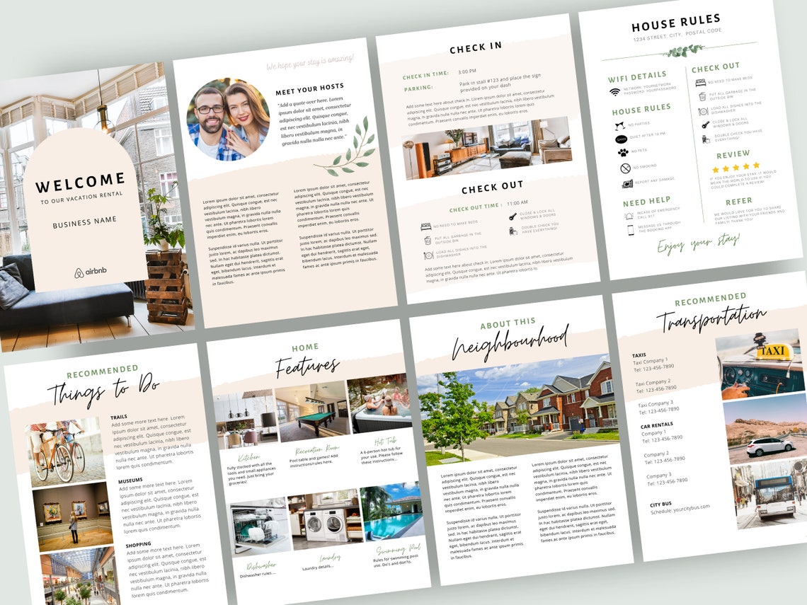 Airbnb VRBO Welcome Book Instant Download, Editable, Canva Template ...