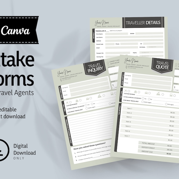 Client Intake Form Travel Agent - Etsy