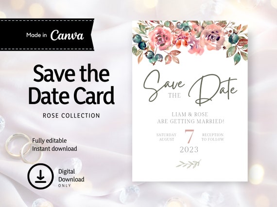 Save the Date Cards Instant Download Printable Canva - Etsy