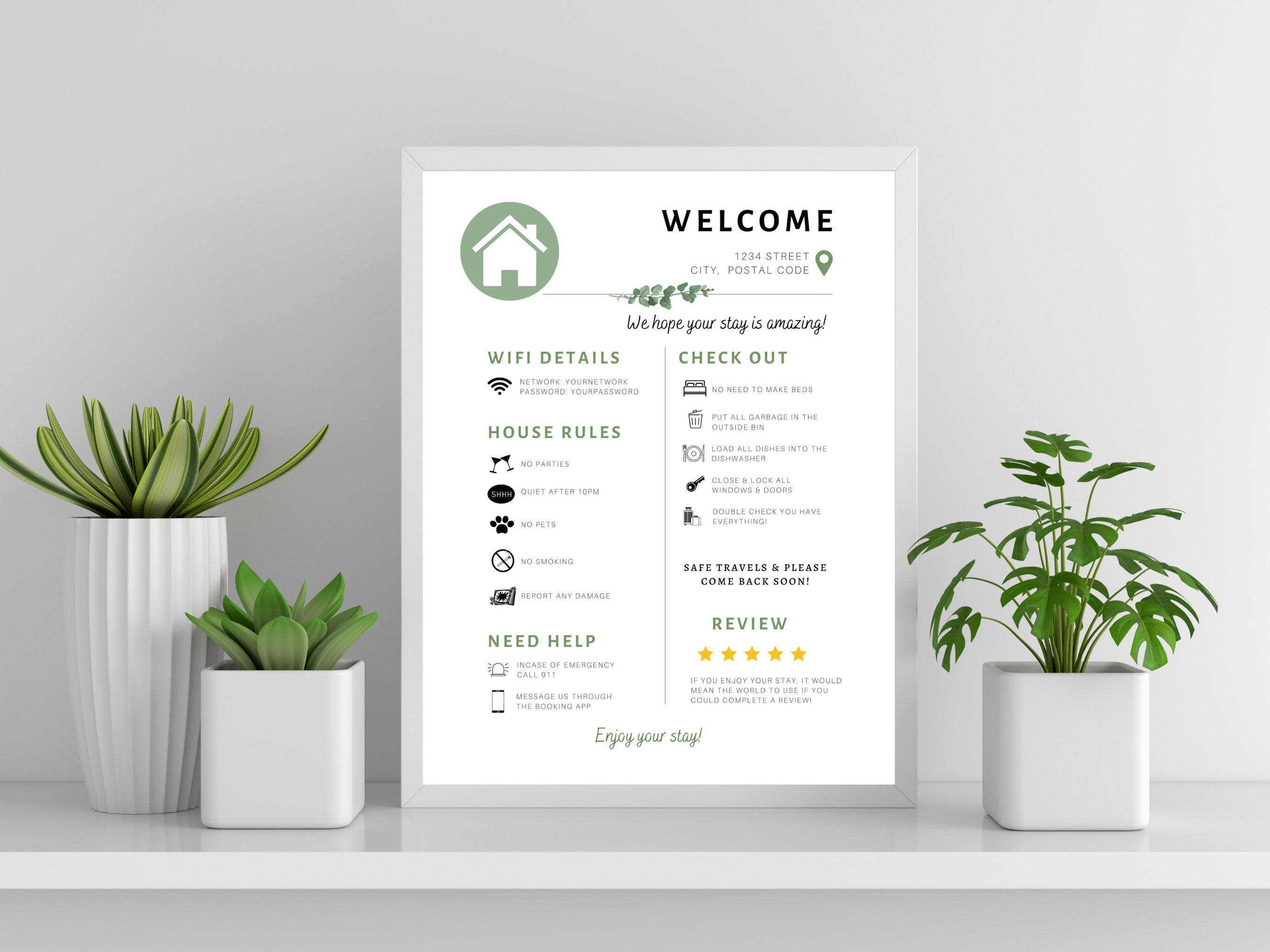 Airbnb VRBO Welcome House Rules Poster in 3 Sizes Instant - Etsy