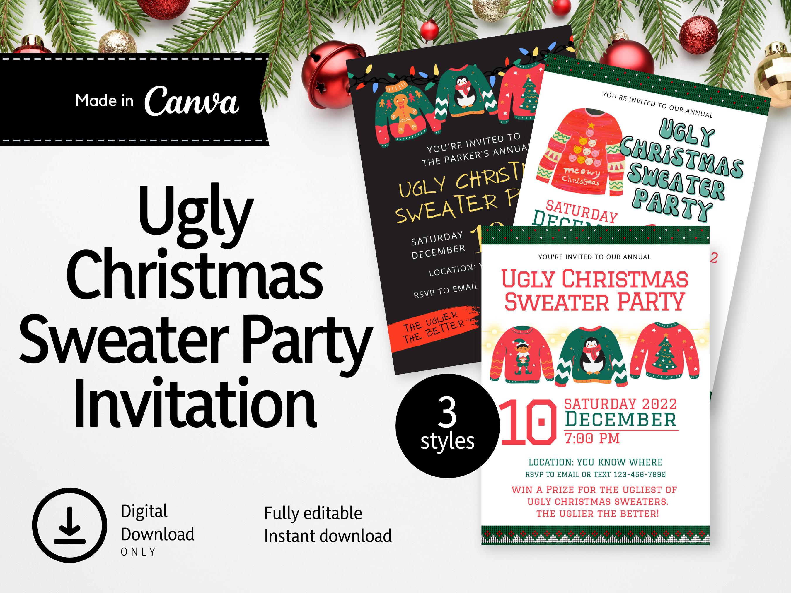 Ugly Christmas Sweater Invitation Template