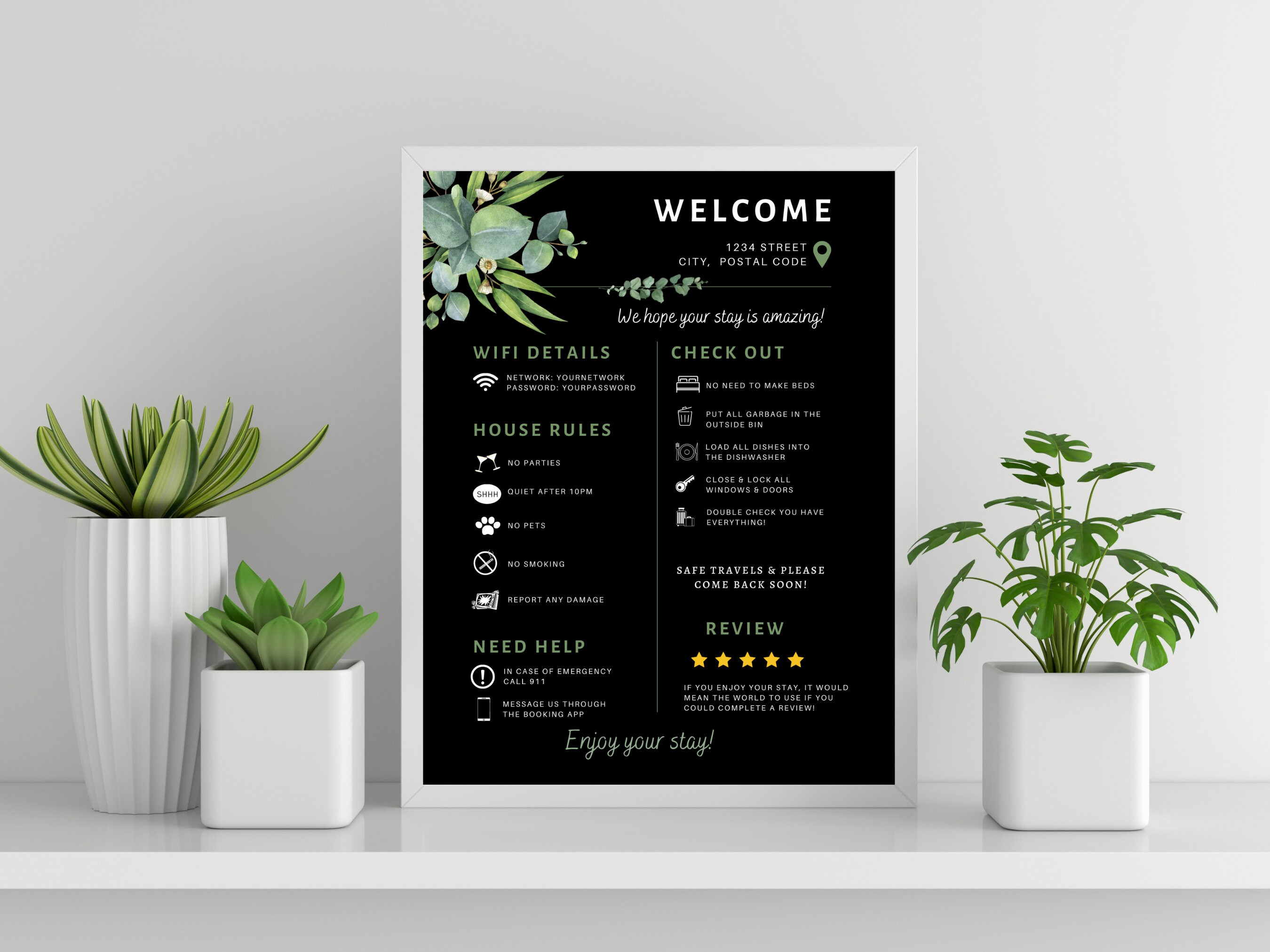 Airbnb VRBO Welcome House Rules Poster in 3 Sizes, Instant Download ...