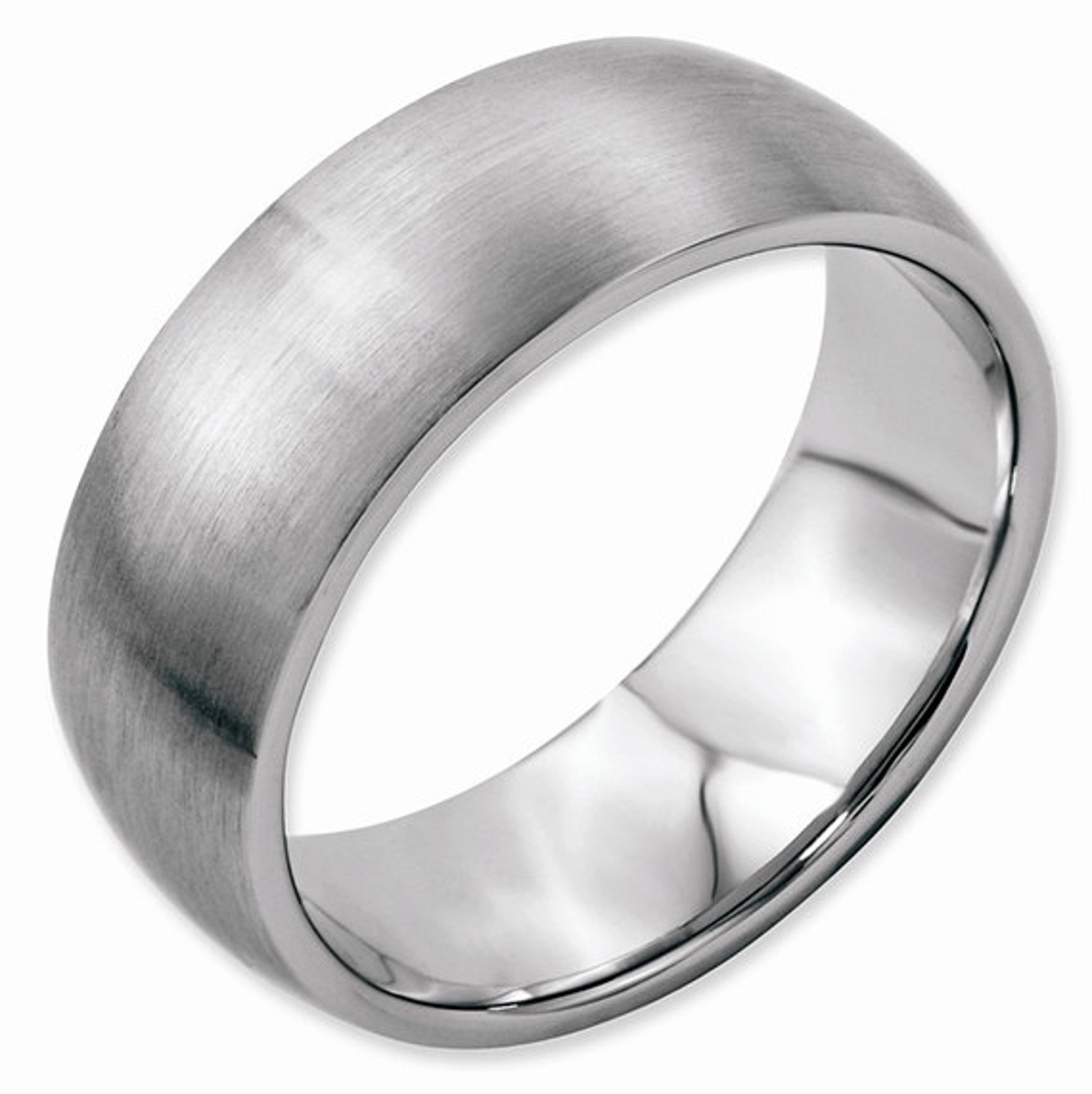 Stainless Steel Hand Finish Brushed 8mm Half Round Comfort Fit | Etsy