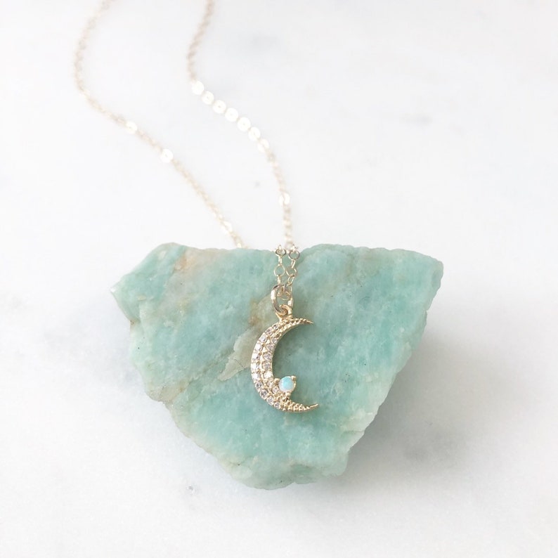 Celestial Jewelry Moon Necklace Opal Necklace Gold Sun - Etsy