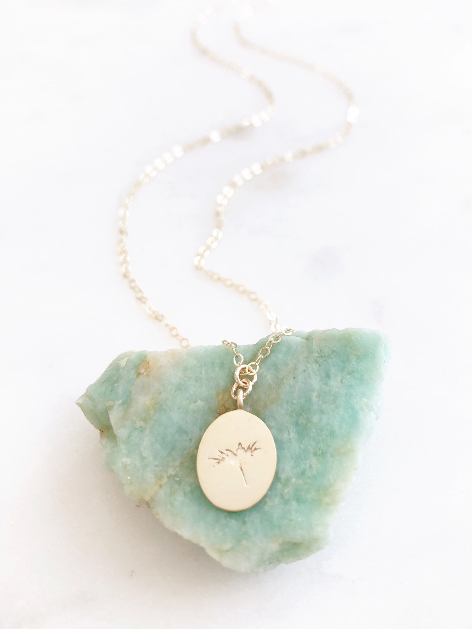 Gold Dandelion Necklace Gold Wish Necklace Gold Coin | Etsy