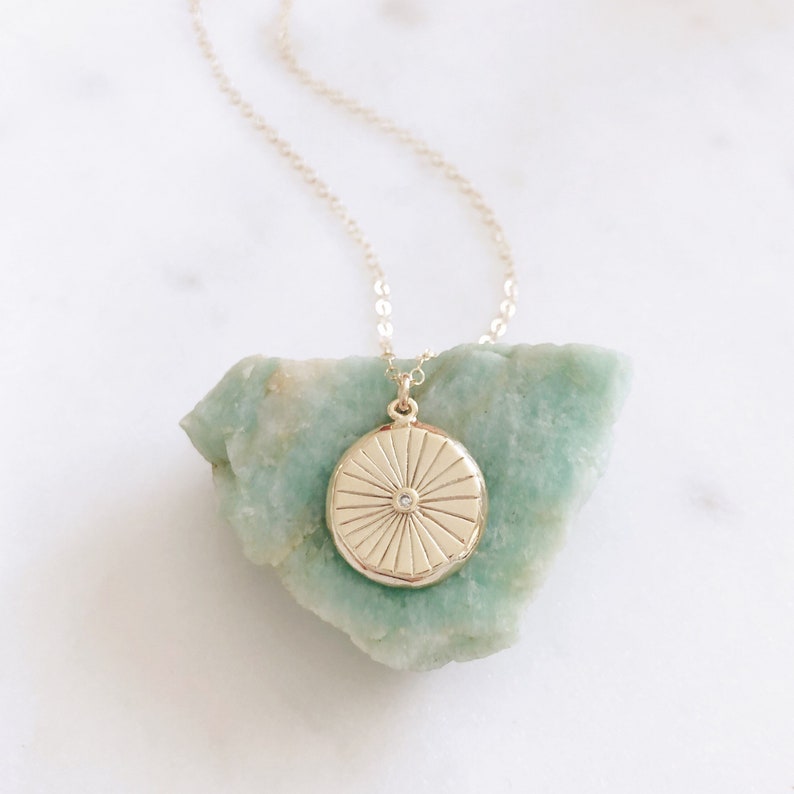 Gold Disc Necklace Sun Necklace Coin Necklace Celestial | Etsy