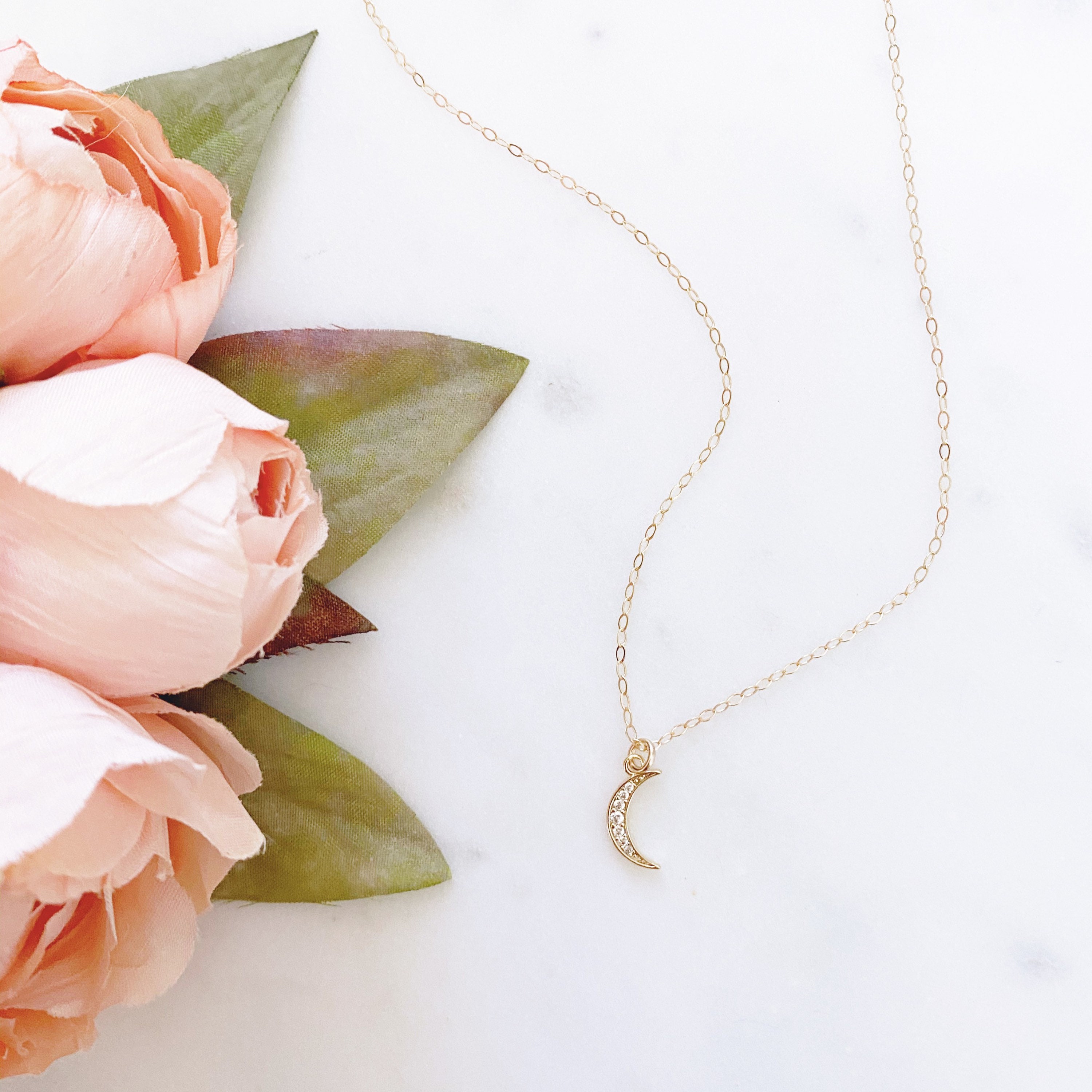 Crescent Moon Necklace Gold Moon Necklace Moon Jewelry Best | Etsy