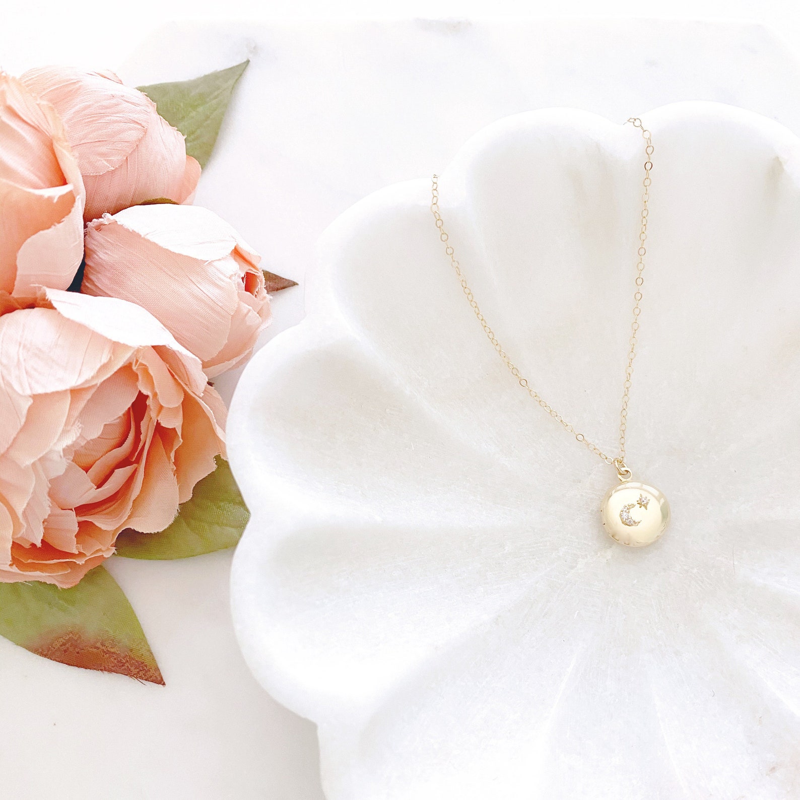 Star and Moon Necklace Gold Locket Necklace Locket Necklace - Etsy