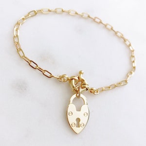 Heart Lock Bracelet Charm Bracelet Rectangle Chain Bracelet - Etsy