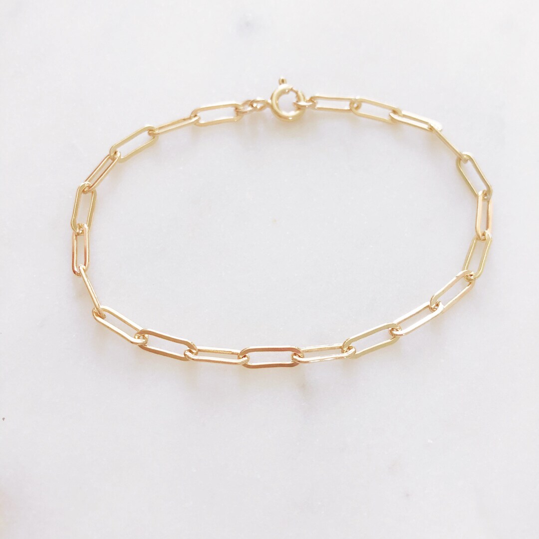 Rectangle Chain Bracelet, Paper Clip Chain Bracelet, Paperclip Chain ...