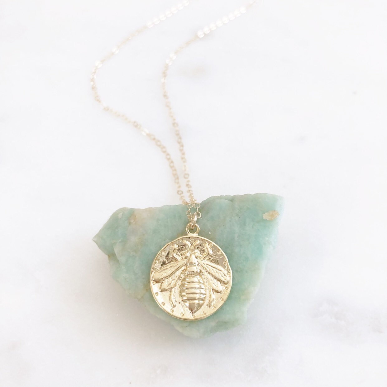 Bee Necklace Gold Coin Necklace Bee Coin Necklace Bee | Etsy